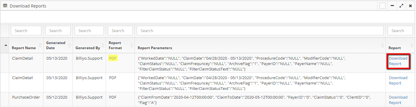 Claim Detail Report