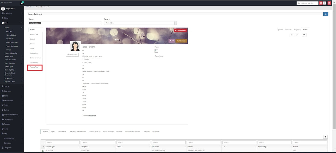 Face to Face Document