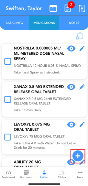 Clinical Application Patient Chart