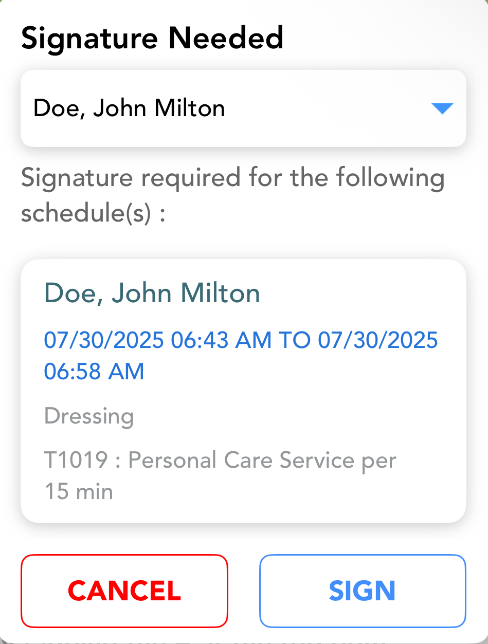 Automatic Missing Caregiver Signature Capture Request