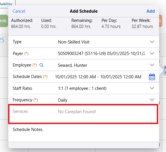 Scheduling: Create Schedule