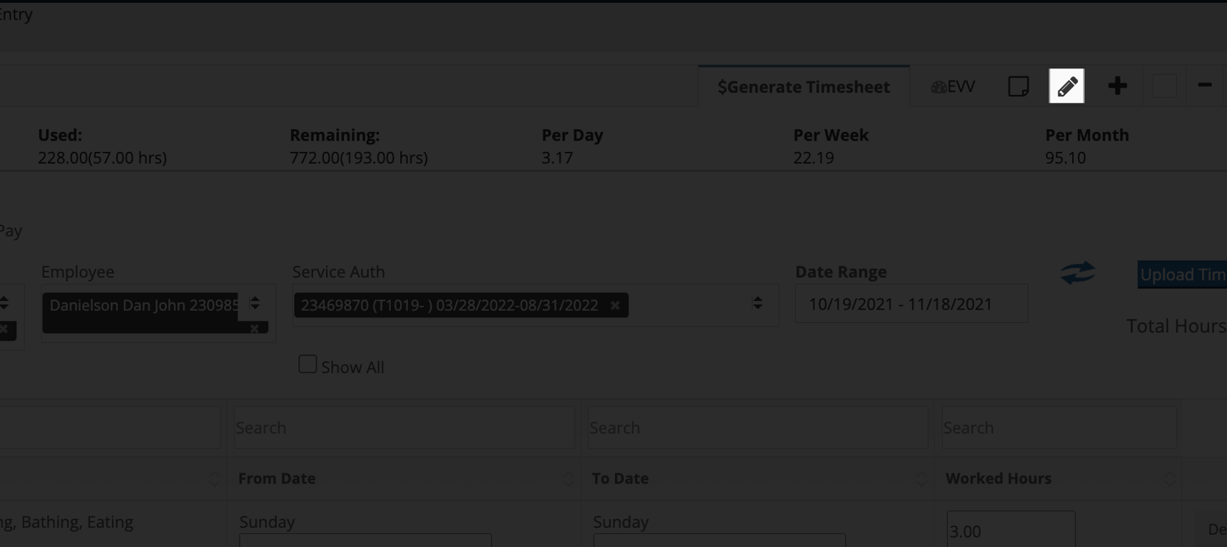 Manual Timesheet Entry