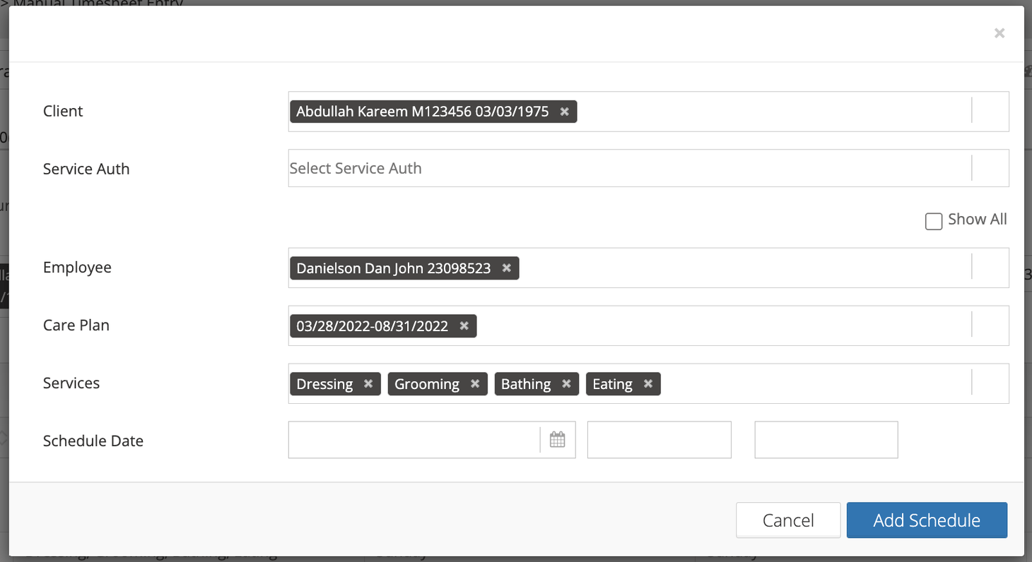 Manual Timesheet Entry